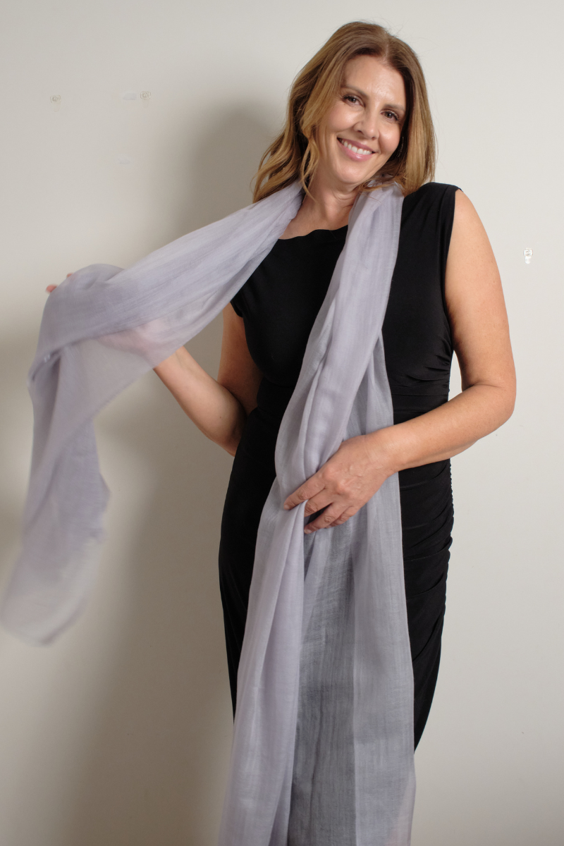 Cashmere Silver Aura Scarf | Lightweight Luxury Accessory – Cara Cashmere
