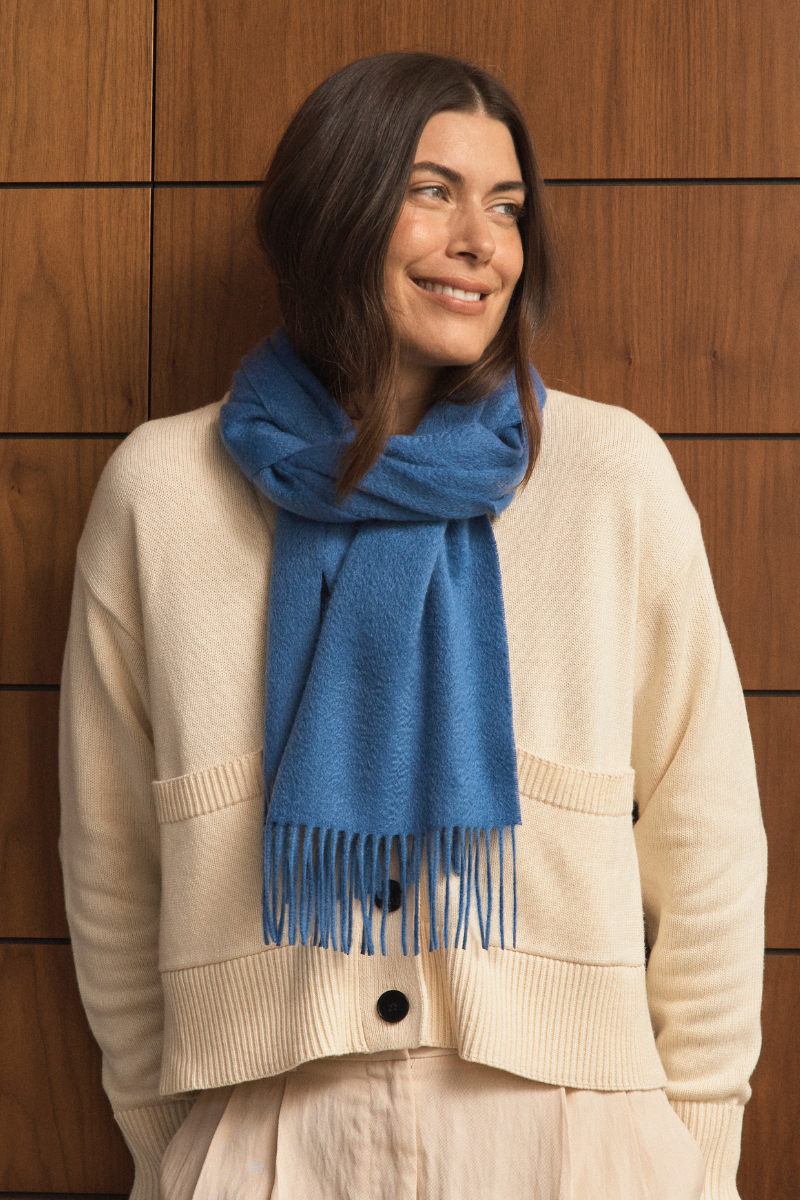 Cashmere Lara Scarf in Bluebell | Effortless Elegance – Cara Cashmere