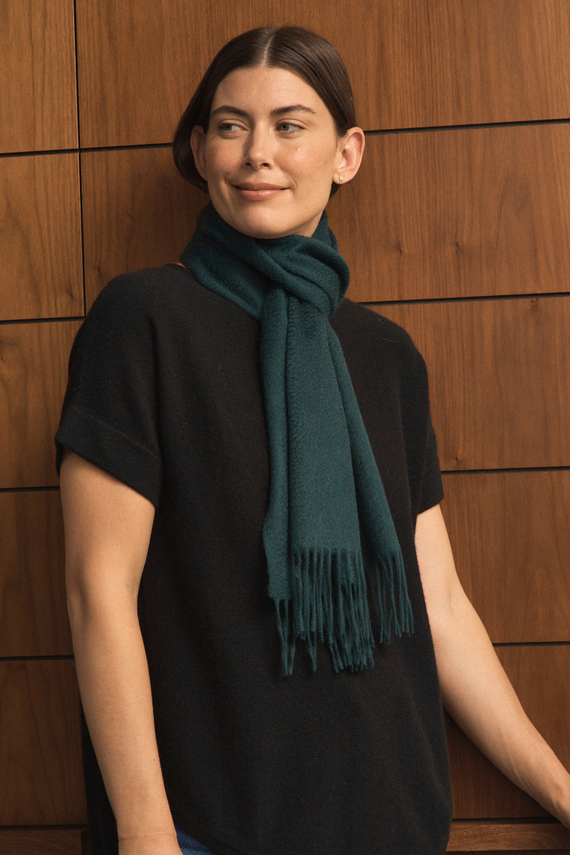Cashmere Lara Scarf in Evergreen | Refined & Versatile – Cara Cashmere