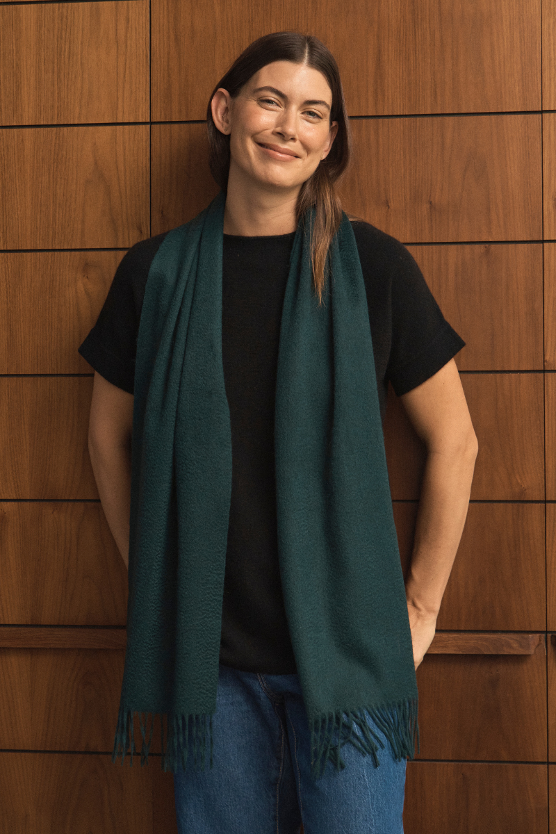 Cashmere Lara Scarf in Evergreen | Refined & Versatile – Cara Cashmere
