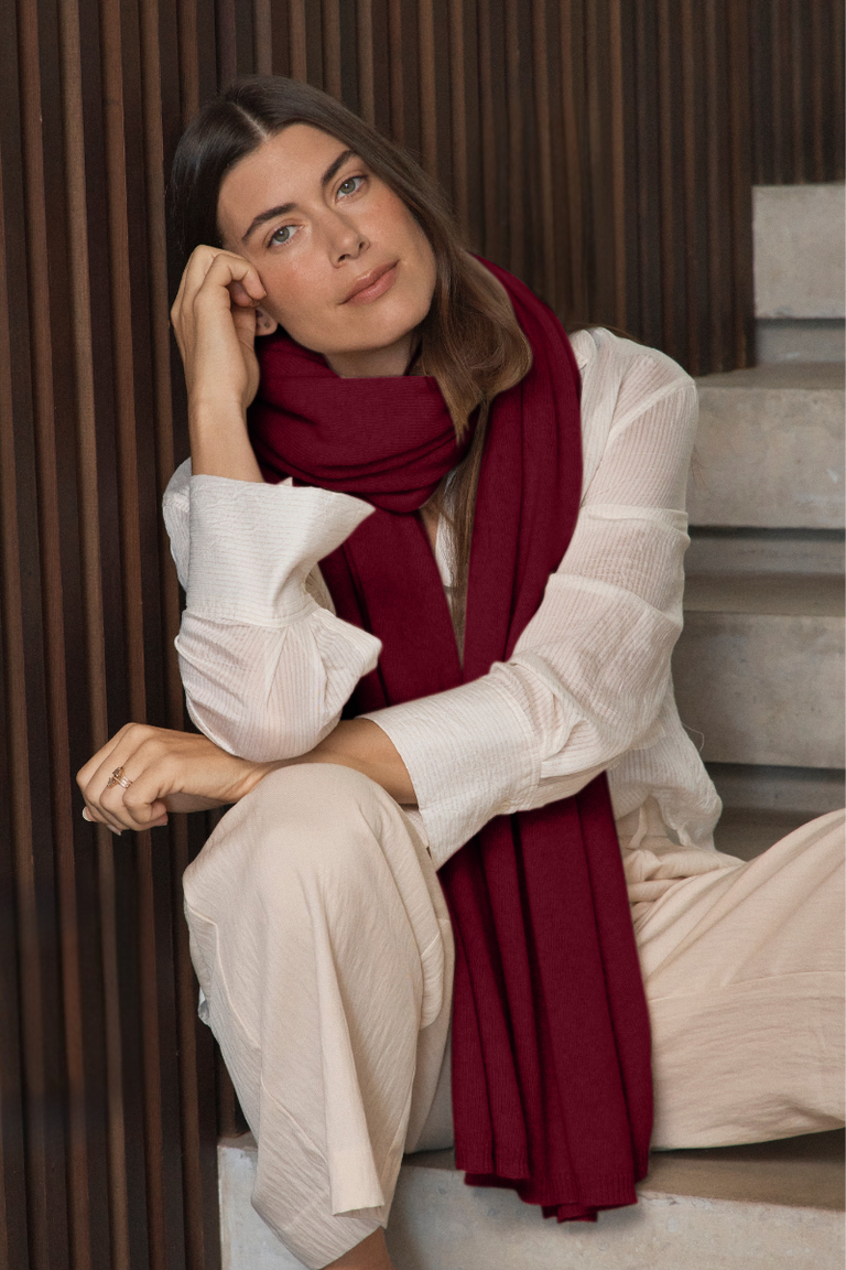 Cashmere Wrap in Ruby Red | Cara Cashmere Elegance