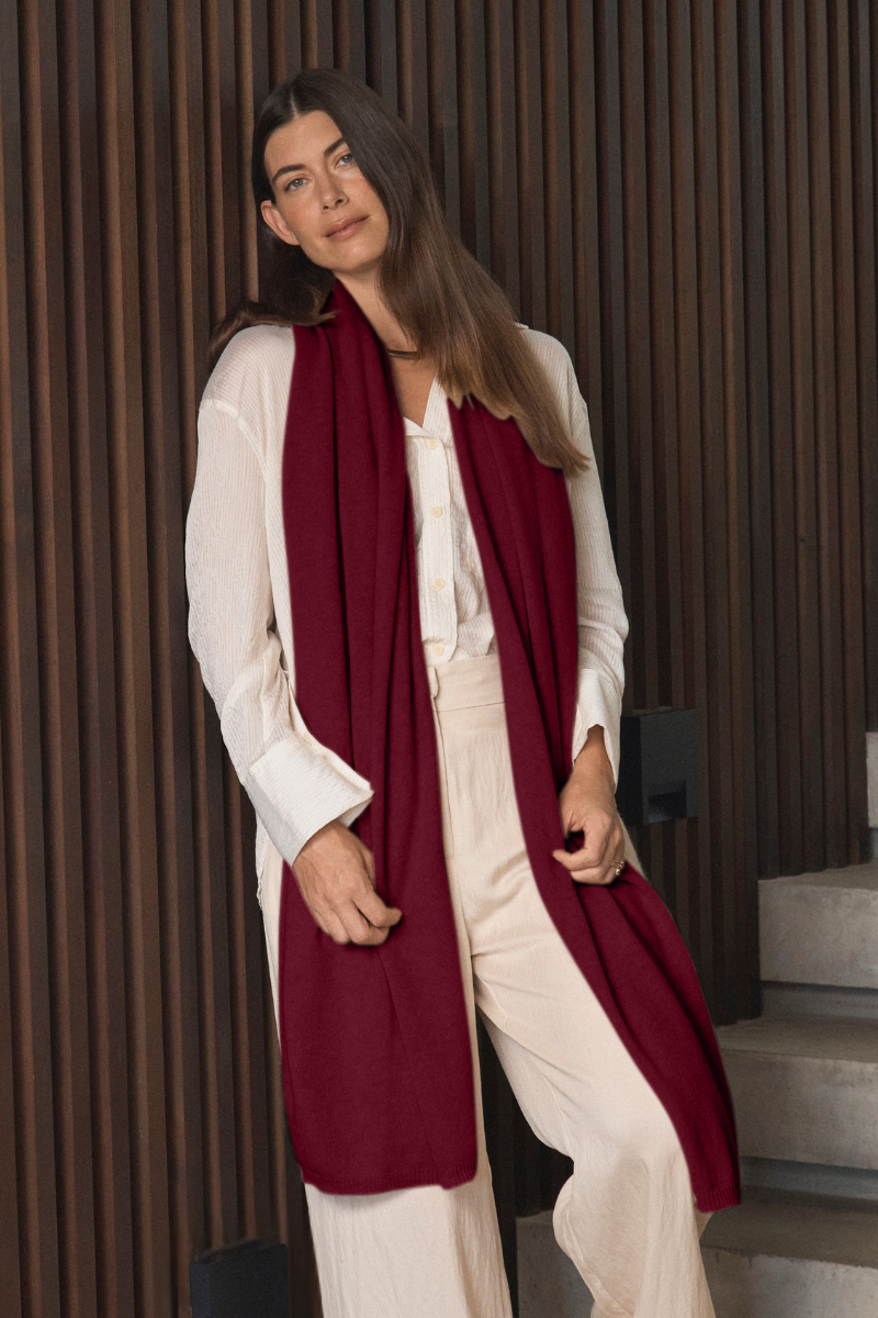 Cashmere Wrap in Ruby Red | Cara Cashmere Elegance