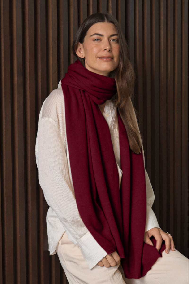 Cashmere Wrap in Ruby Red | Cara Cashmere Elegance