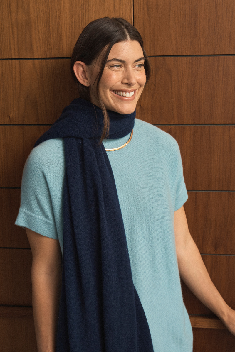 Pure Cashmere Wrap - Deep Navy | Luxurious & Timeless Comfort – Cara ...